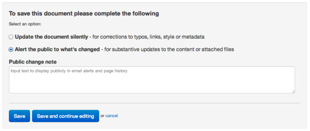 A clearer interface for “change notes” – Inside GOV.UK