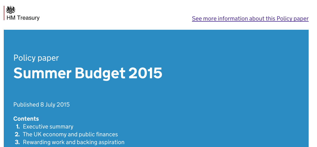 Making the Summer 2015 Budget accessible – Inside GOV.UK