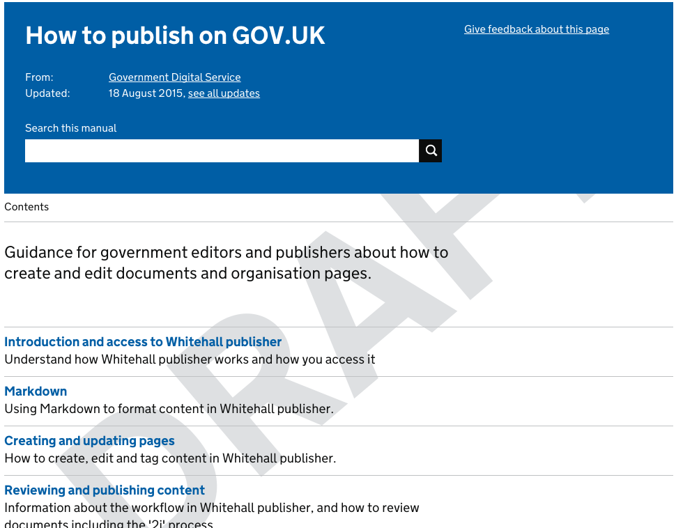 Previewing manuals and specialist documents – Inside GOV.UK